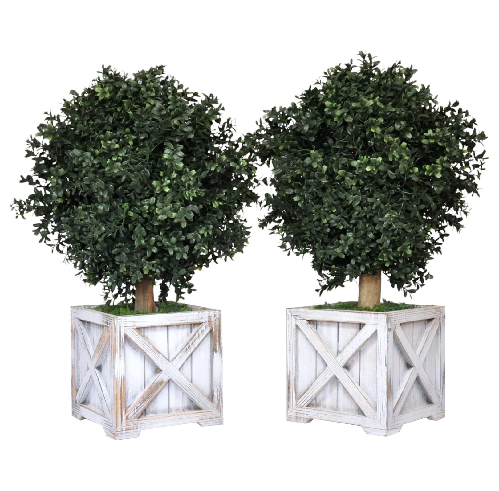 24" Tall Artificial Boxwood Shrubs, Outdoor Ready, Natural Looking Fake ...