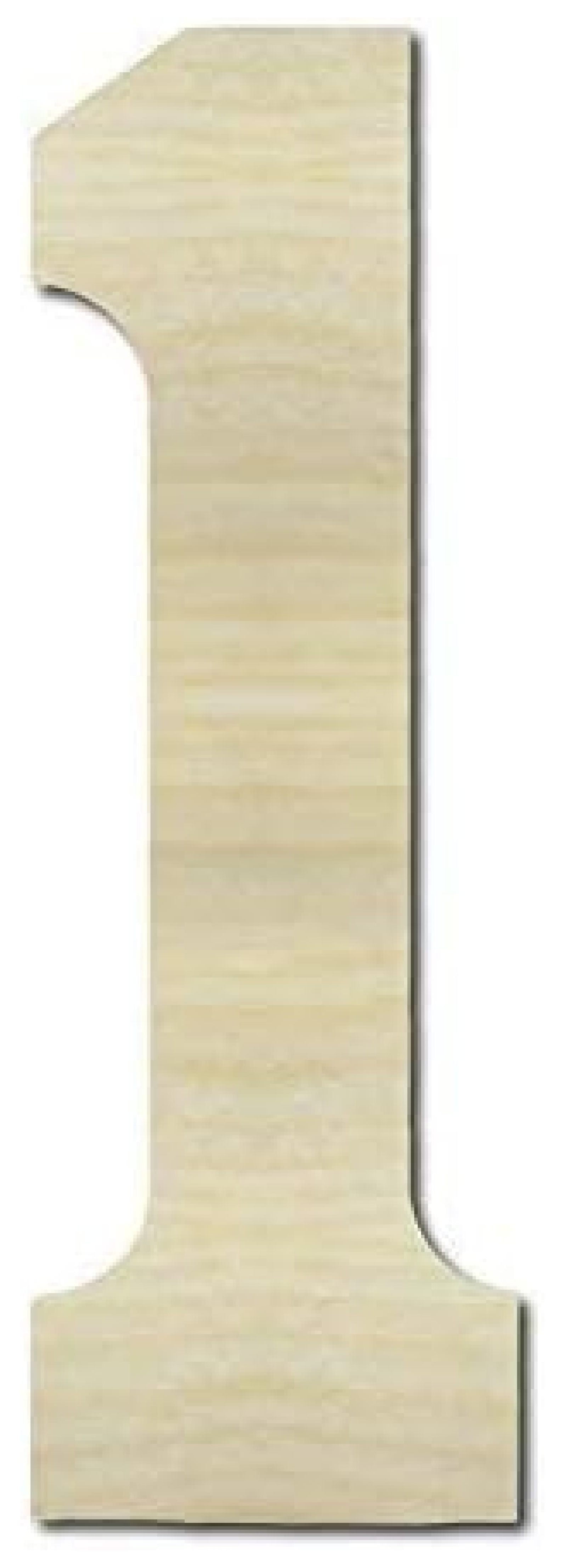 24" Tall X 1/2" Thick, Wood Number 1 - One - Large Wall Wood Number ...