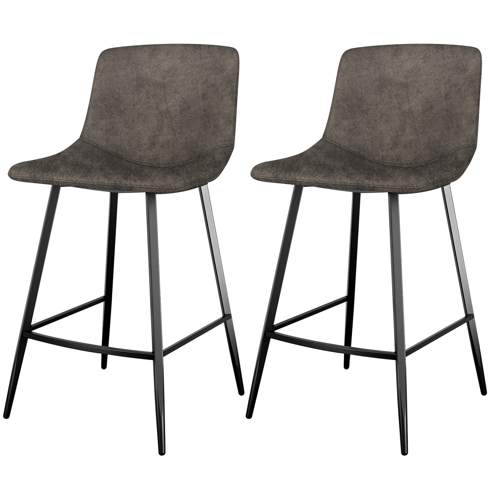 24" Tech Cloth Counter Height Bar Stools with Backs, Retro Grey, Set of ...