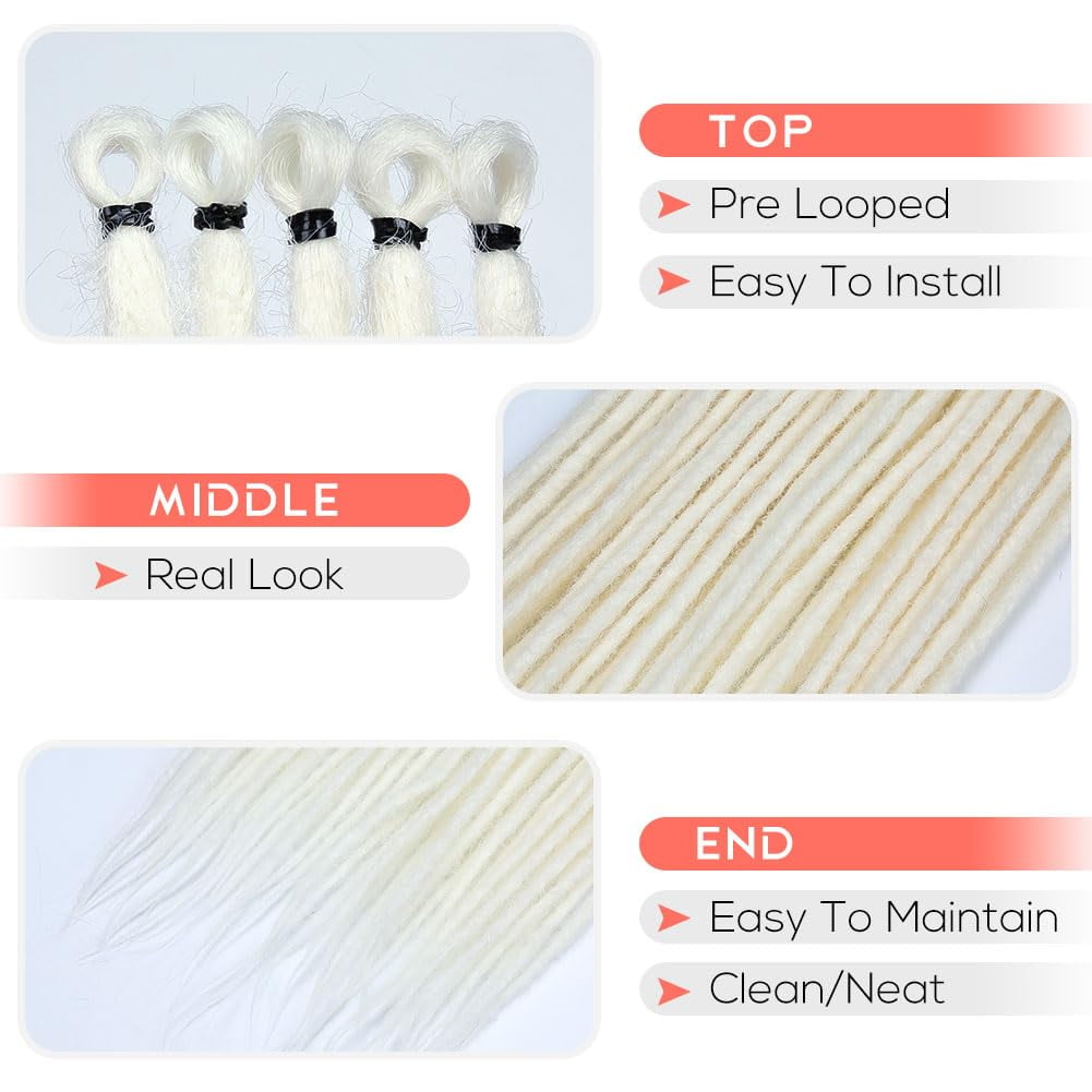 24" Thick Pearl White Dreadlock Extensions, Se 1Cm Width Crochet ...