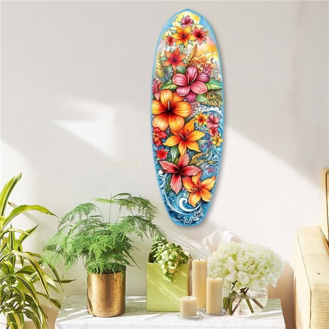 24' Tropical Flowers Surfboard Coastal Wall Art by G. DeBrekht ...