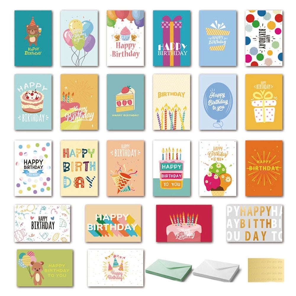 24 Unique Birthday Cards, Happy Birthday Cards Bulk With Envelopes and ...
