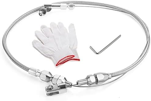 24" Universal Throttle Cable Stainless Steel Braided Covering Locking ...