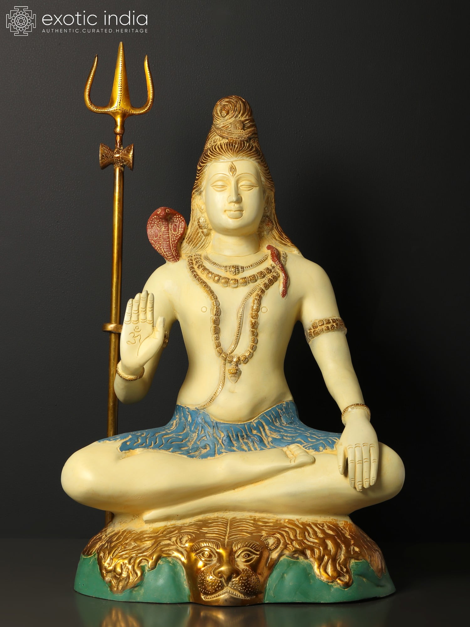 24" Unwavering Contemplation of Lord Adinath Brass Statue | Mahayogi ...