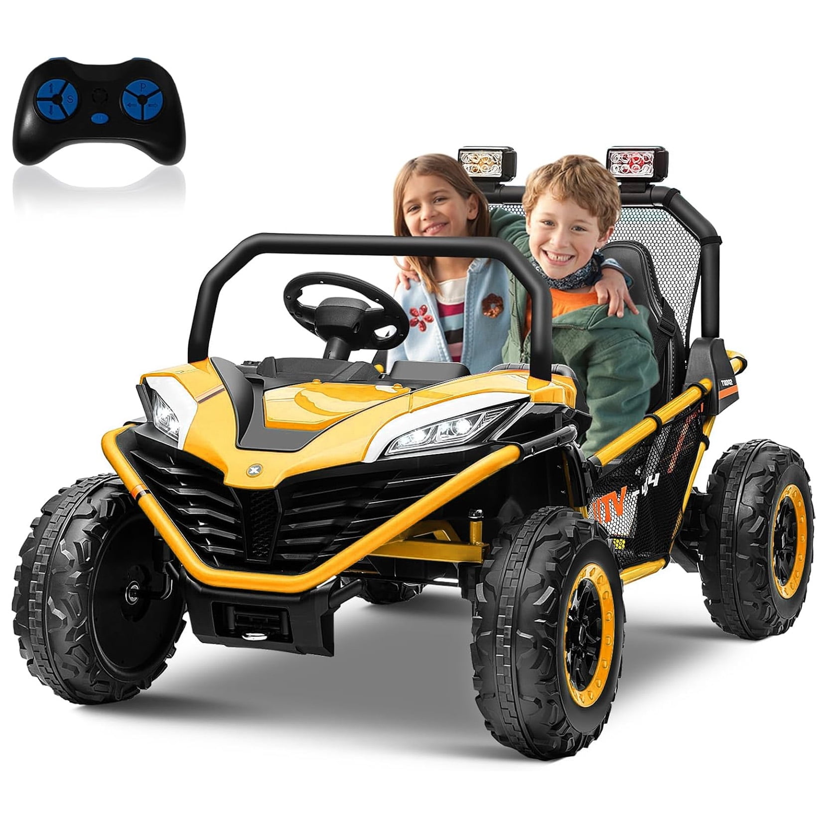 24V Kids Ride on Car, 2 Seater, Remote, 4x200W Motor, Orange - Walmart ...