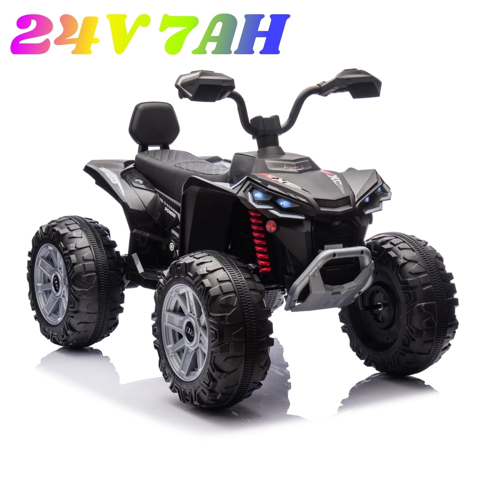 24 Volt Kids ATV Ride-On, Electric Dual 4 Wheeler with Leather 2-Seater ...