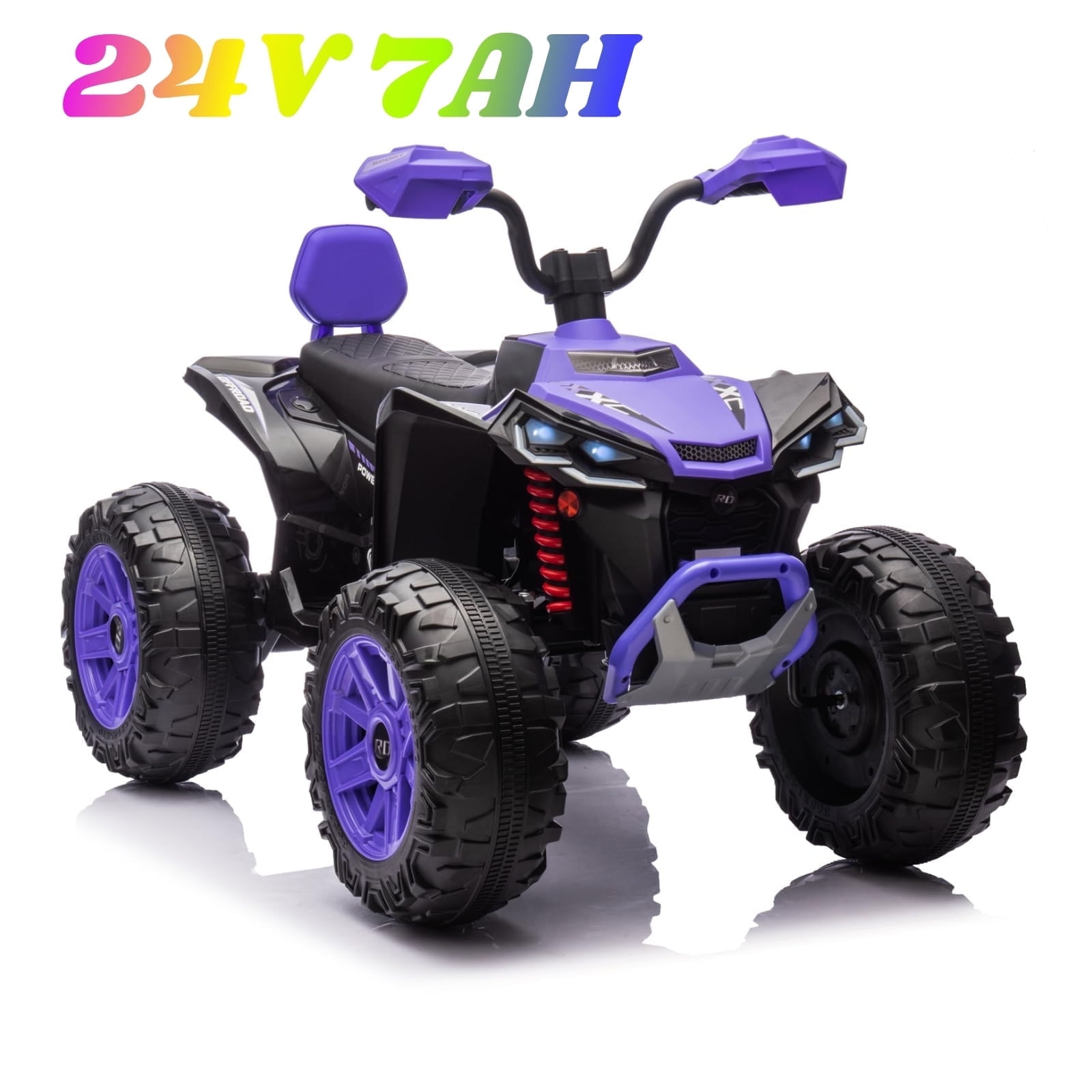 24 Volt Kids ATV Ride-On, Electric Dual 4 Wheeler with Leather 2-Seater ...