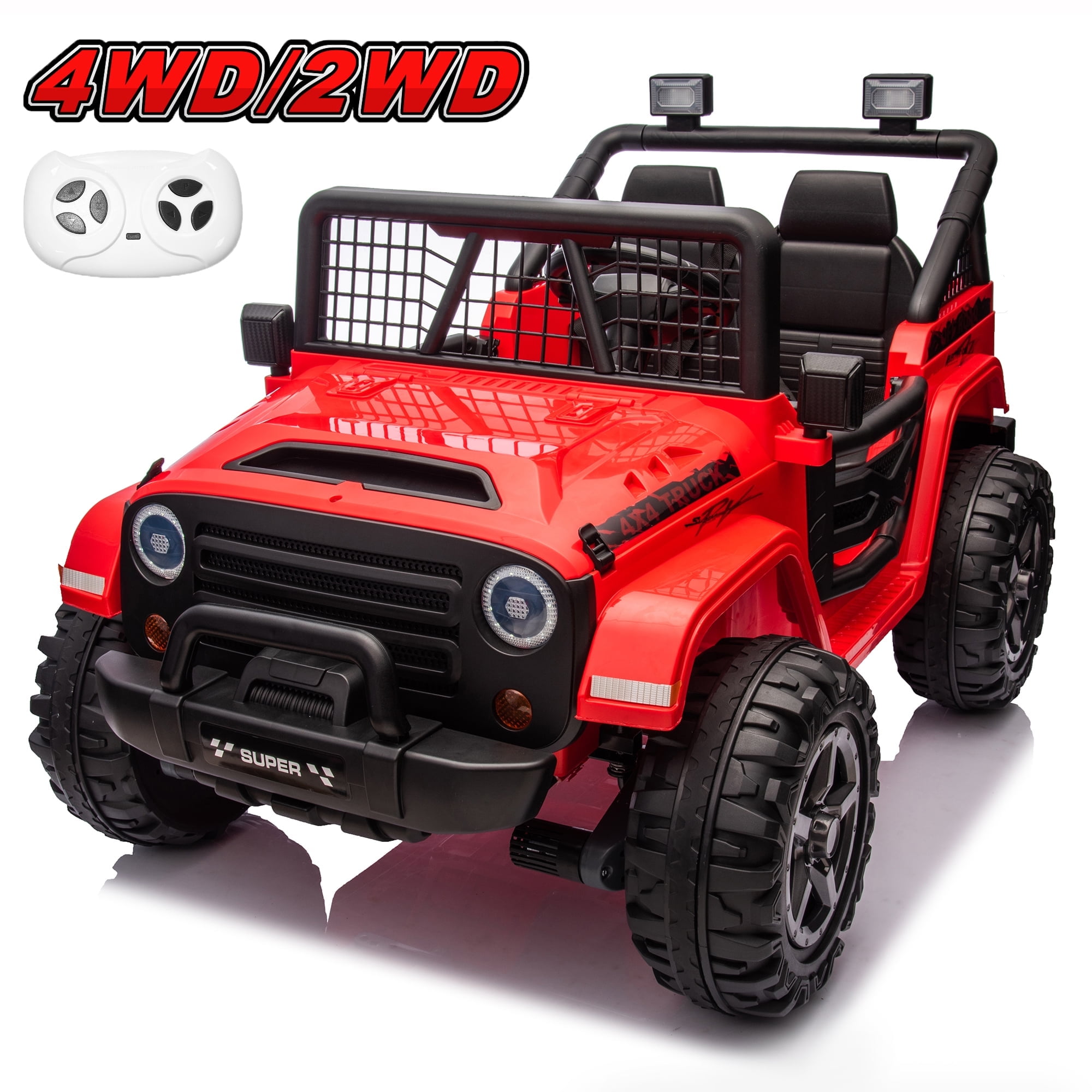 24V Remote Control 2-Seater 4WD Ride On Truck, 9AH Electric Toy Car ...