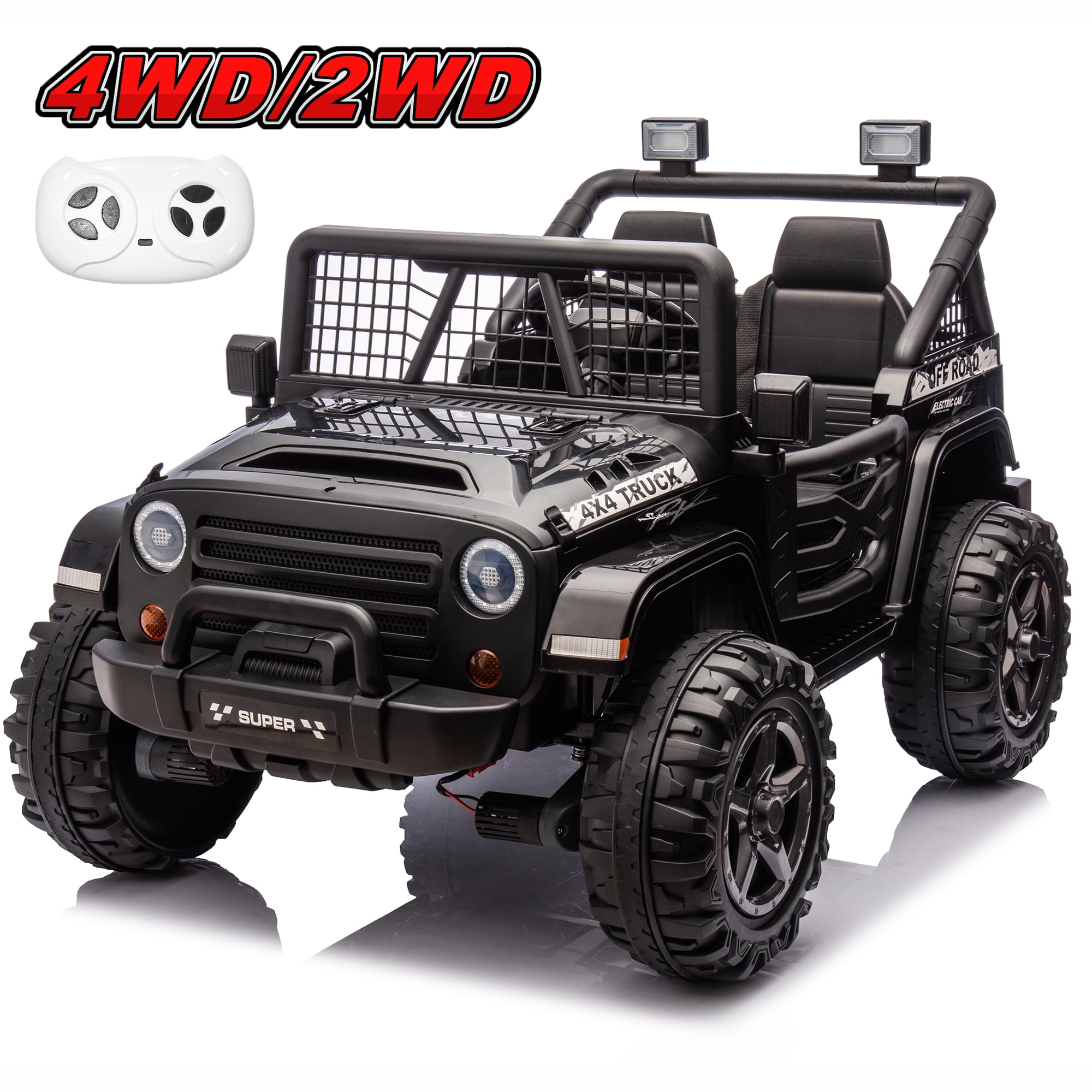 24V 2-Seater Kids Ride-On Truck, 4WD, Remote Control, LED, Bluetooth ...