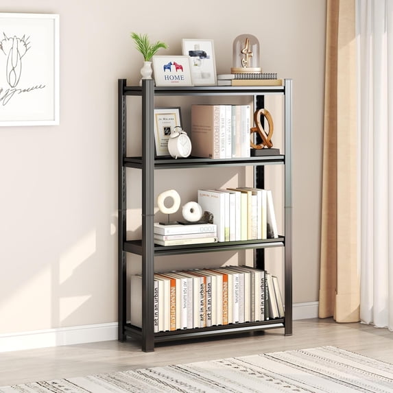 24" W*44" H Book Shelf，4 Tier Metal Wide Bookshelf，Heavy Duty Book ...