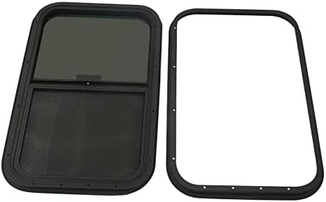 24" W x 15" H Modern RV Window Universal Horizontal Privacy Sliding Window w/Mounting Trim Ring ...