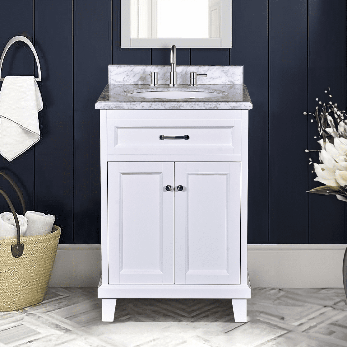 Dreamwerks 24" W x 35" H Bathroom Vanity in White with Solid Wood ...