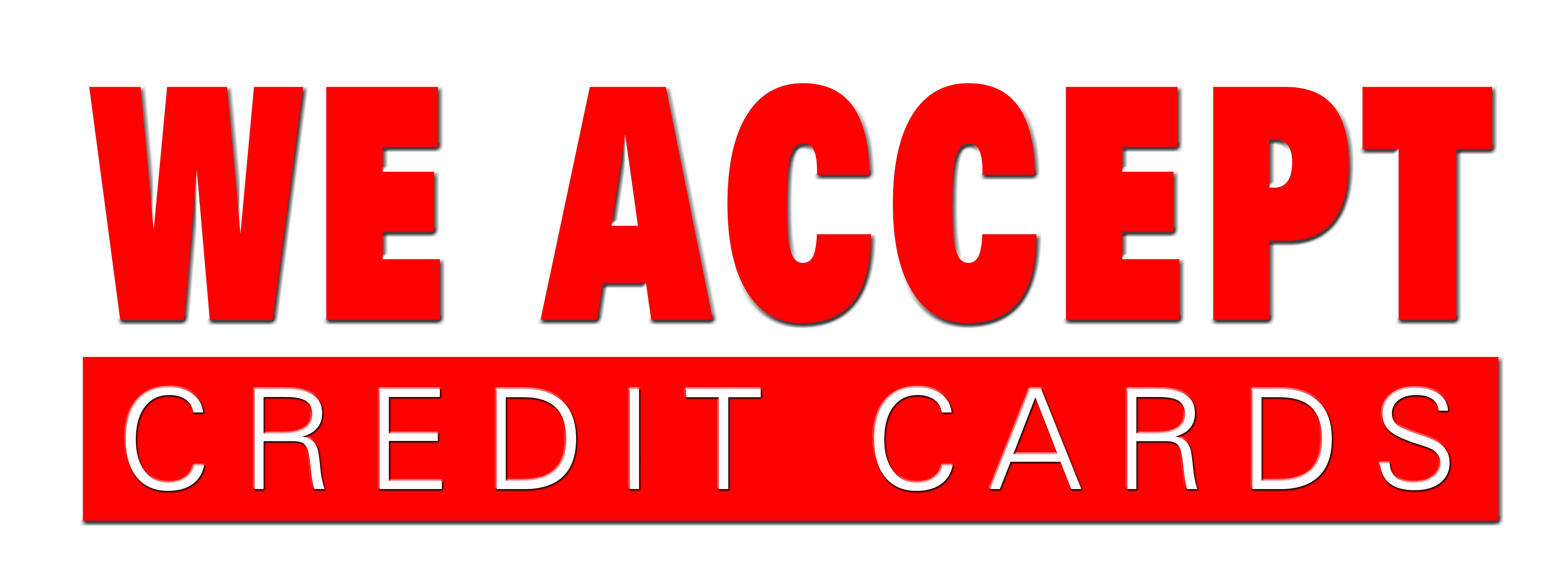 24" WE ACCEPT CREDIT CARDS DECAL sticker visa mastercard debit discover ...