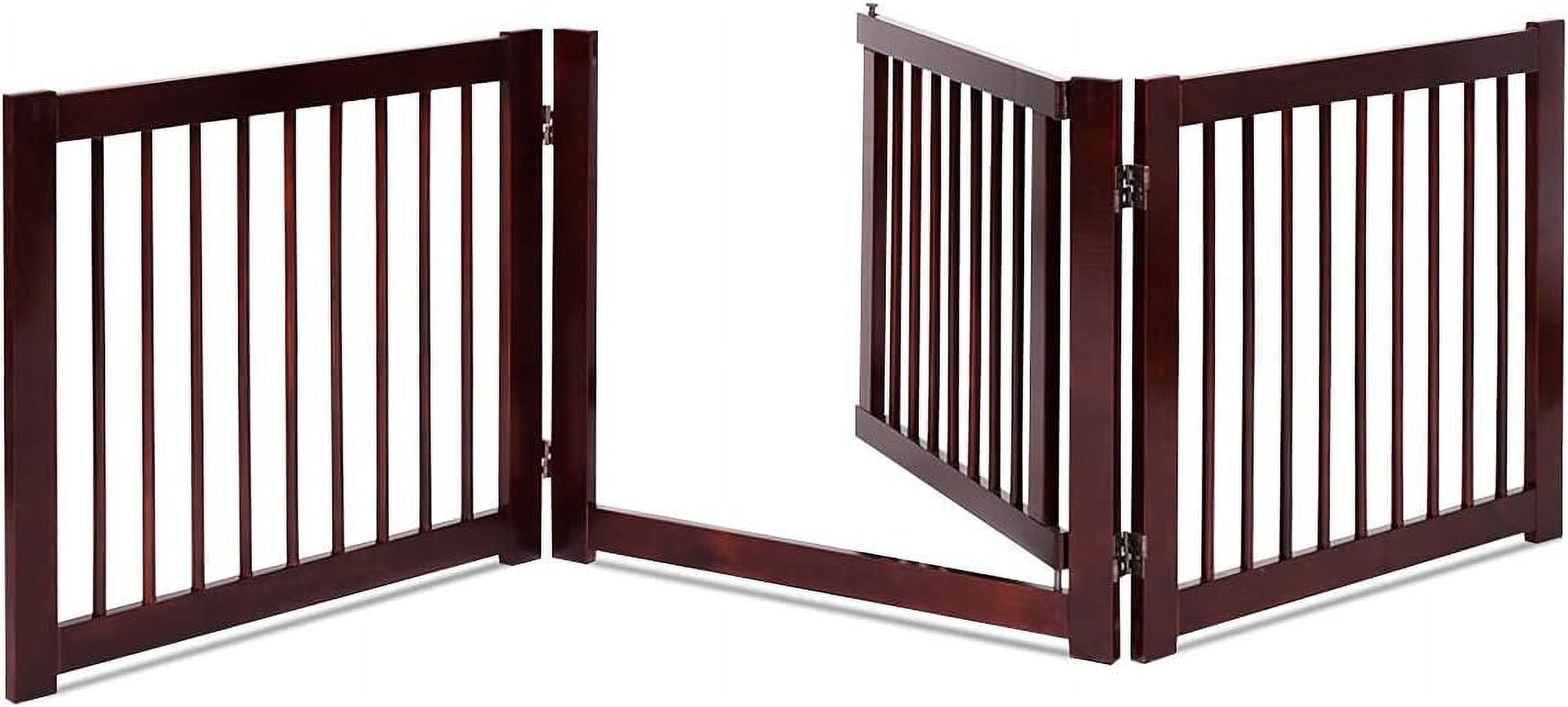 24" Walk Through Dog Gate with Door, 3-Panel Freestanding Pet Gate ...