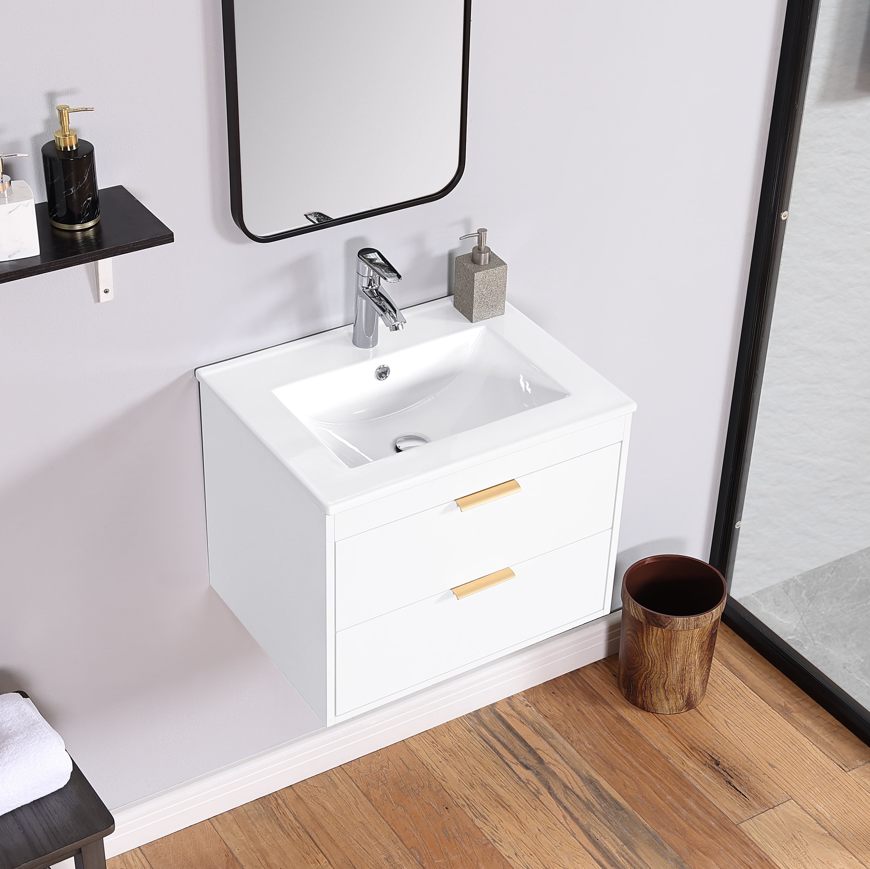 Fulvari 24'' Wall Mounted Bathroom Cabinet with Sink, Ceramic Basin ...