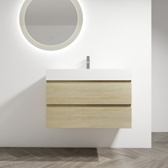 24" Wall-Mounted Bathroom Vanity with Durable Plywood Base | Scratch ...