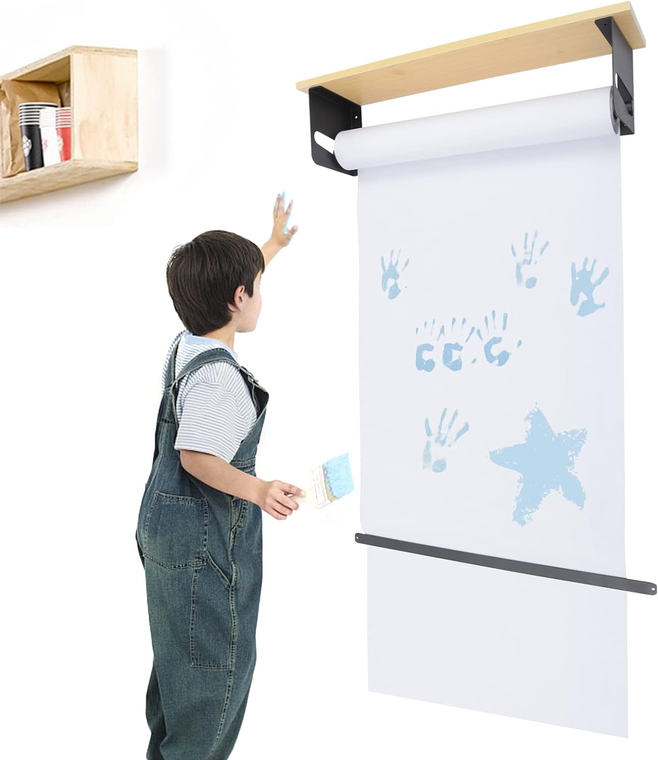 24" Wall Mounted Kraft Paper Roll Holder and Cutter, Wall Hanging ...