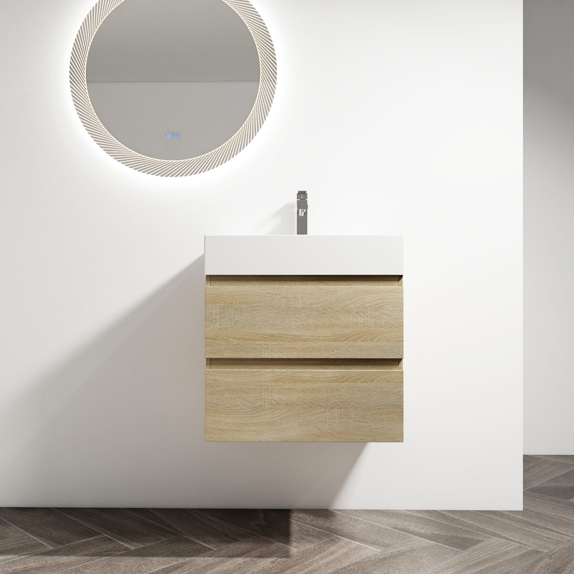 24" Wall-Mounted Vanity in Bathroom Settings | Wood Grain Design for a ...