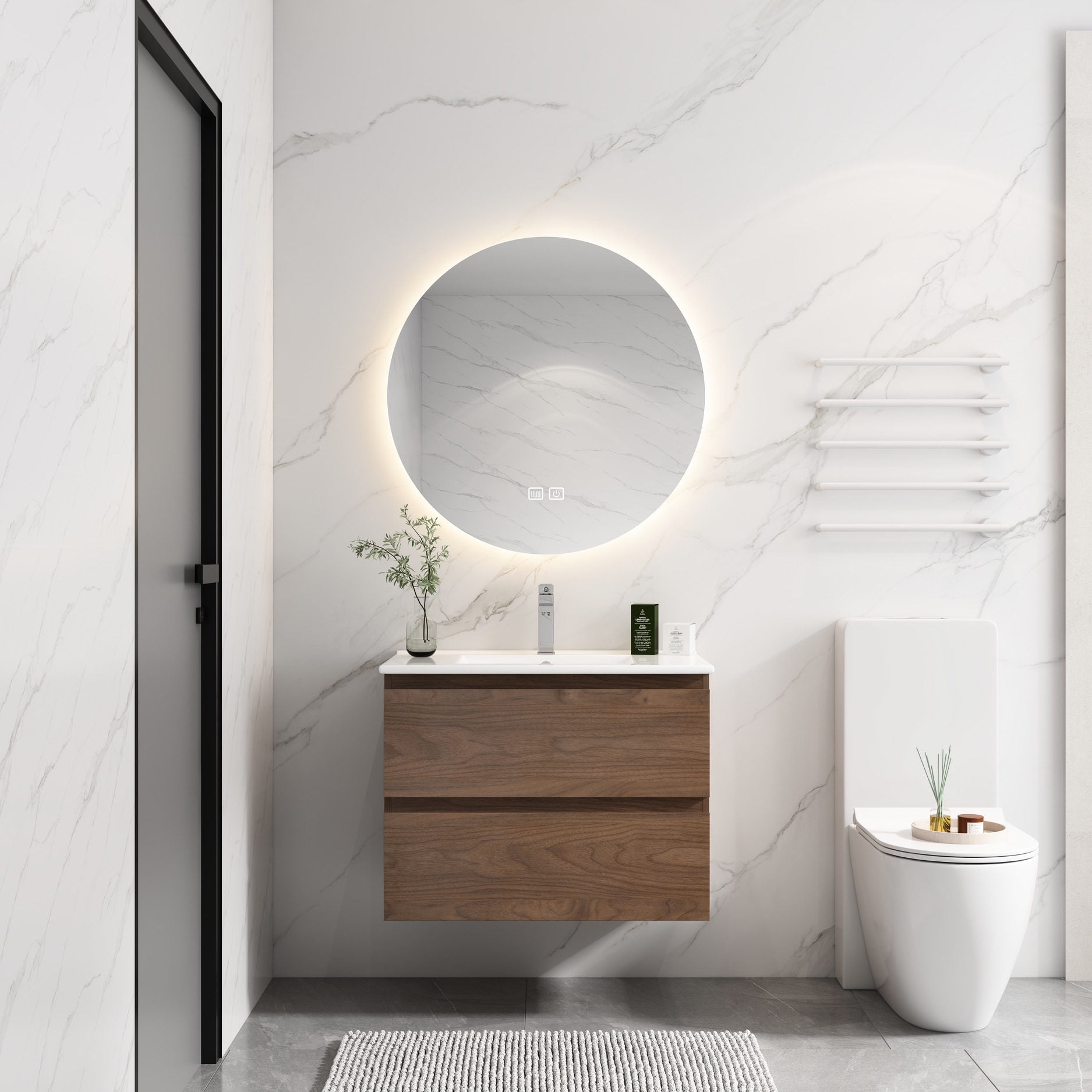 24" Wall-Mounted Vanity for Bathroom | Smooth 2/3 Extension Drawer ...