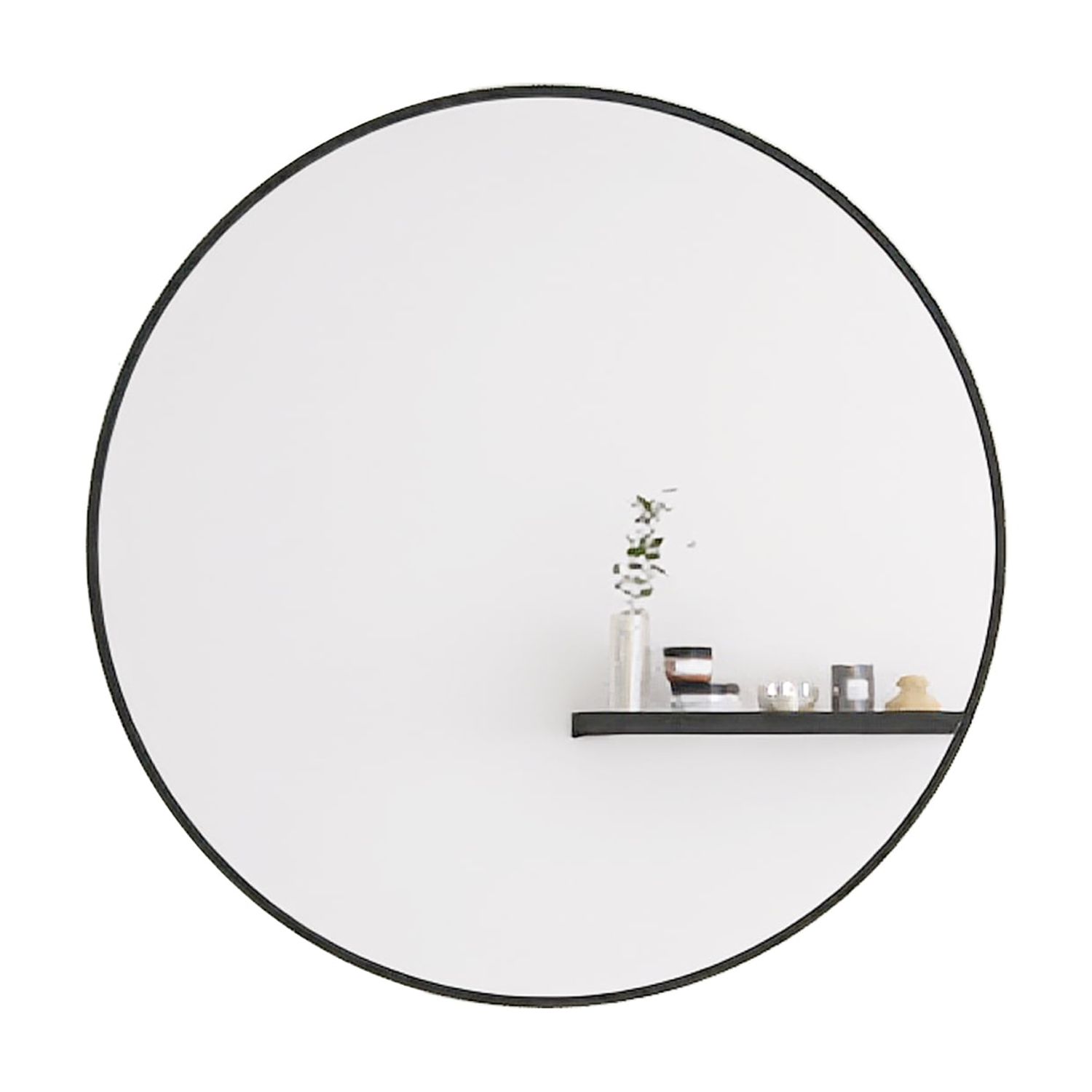 24” Wall Round Circle Mirror Bathroom Make Up Vanity Mirror - Black ...