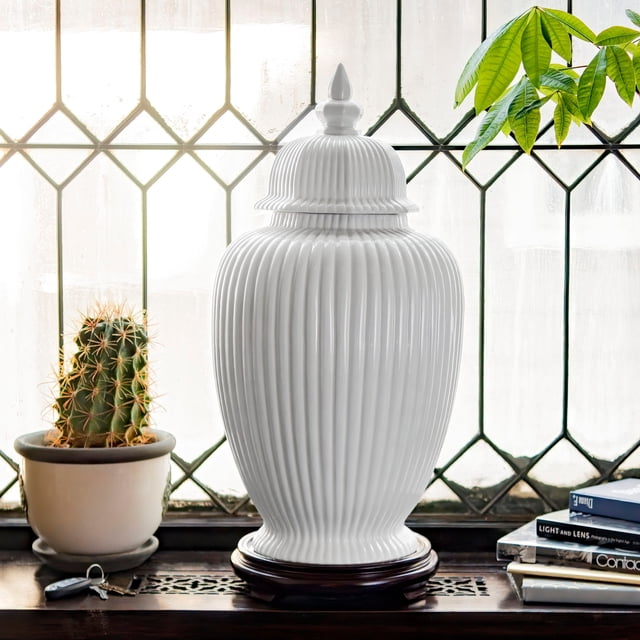 24" White Ridged Temple Jar - Walmart.com