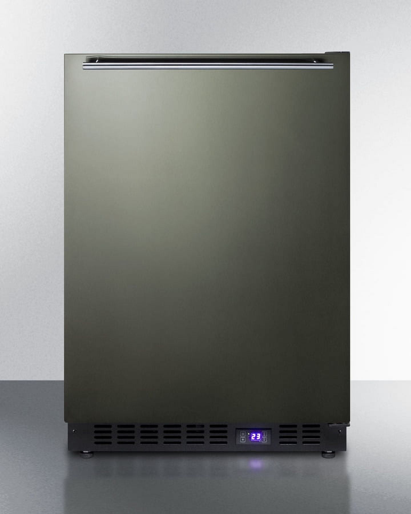 24" Wide Built-In All-Freezer With Icemaker- Black Stainless Steel ...