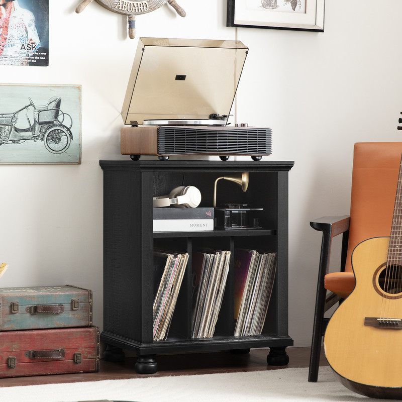 24" Wide Record Player Stand, Vinyl Record Storage Cabinet with ...