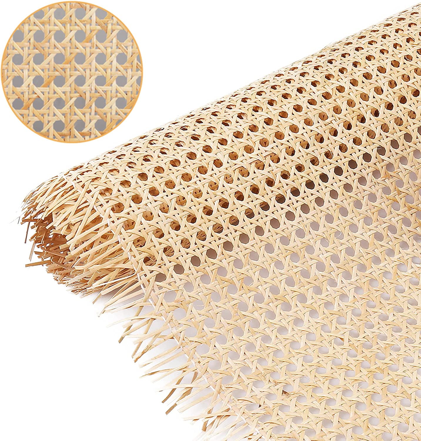 24" Width Cane Webbing 3.3Feet, Natural Rattan Webbing for Caning ...