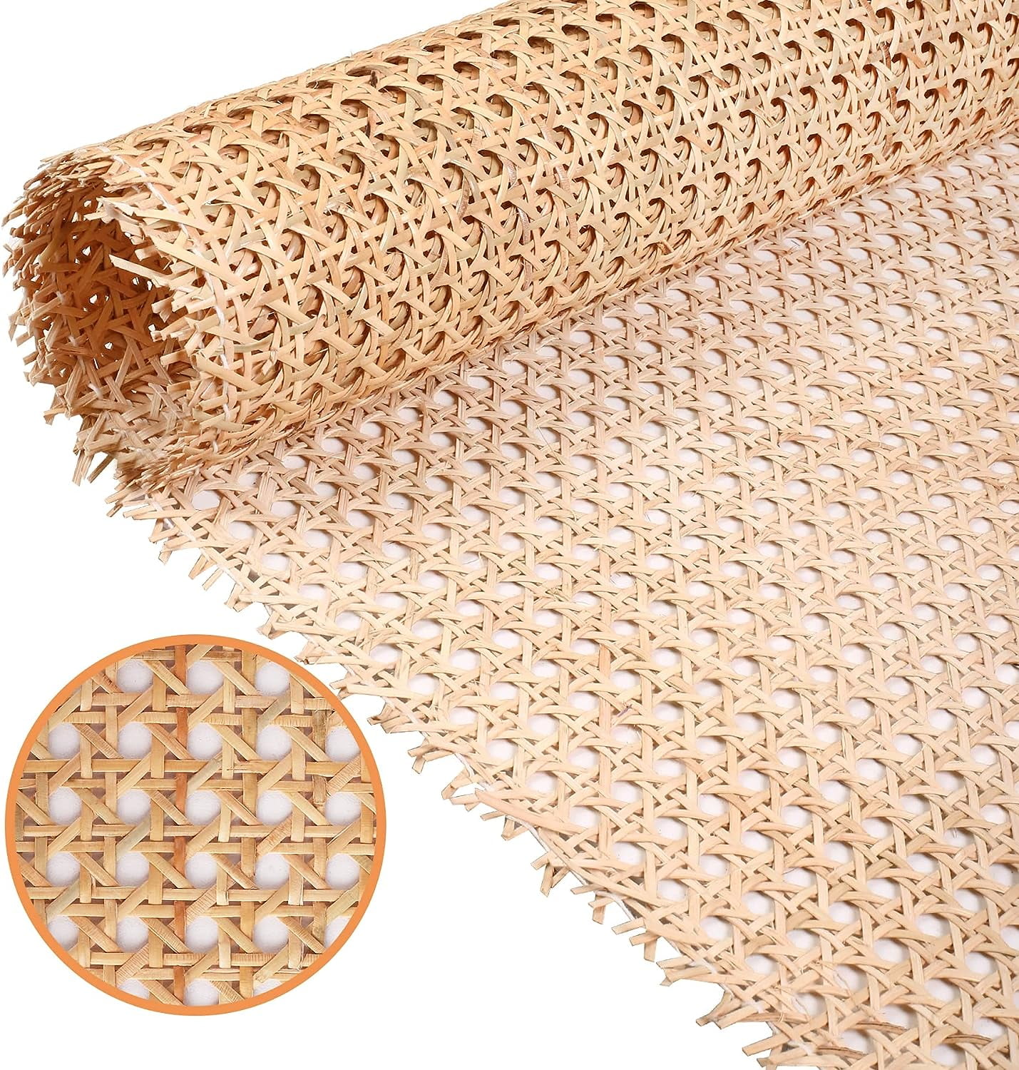 24" Width Natural Cane Webbing 5Feet, Rattan Webbing Roll for Caning ...