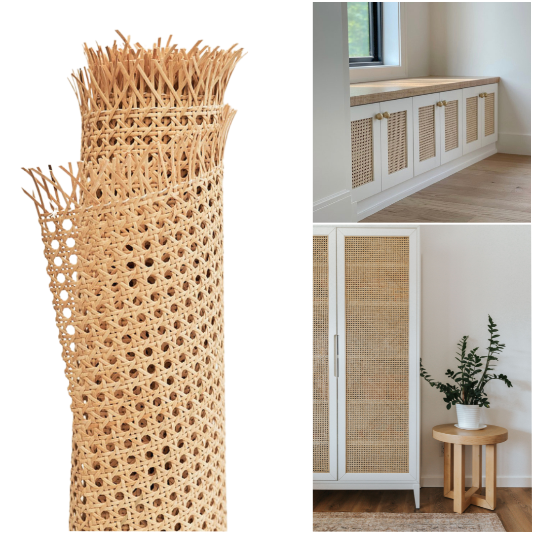 24" Width Natural Rattan Cane Webbing 1/2 inch Open Weave (4 Feet ...