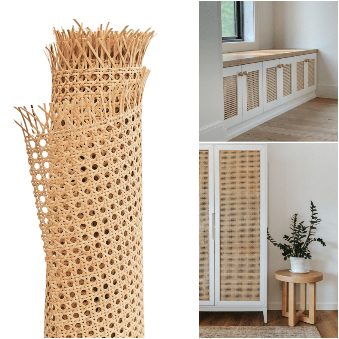 24" Width Natural Rattan Cane Webbing 1/2 inch Open Weave (8 Feet ...