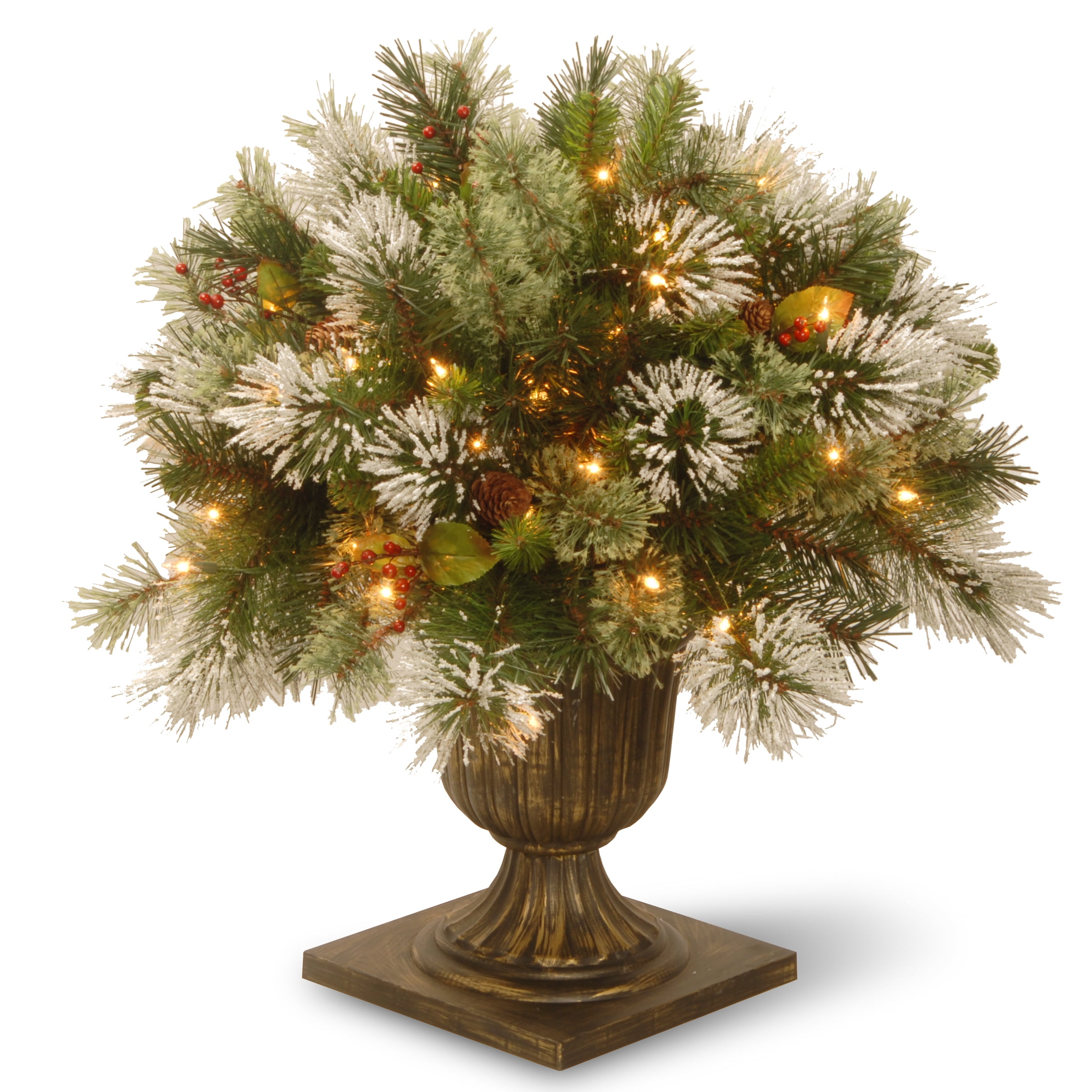 24" Wintry Pine(R) Porch Bush with Clear Lights - Walmart.com