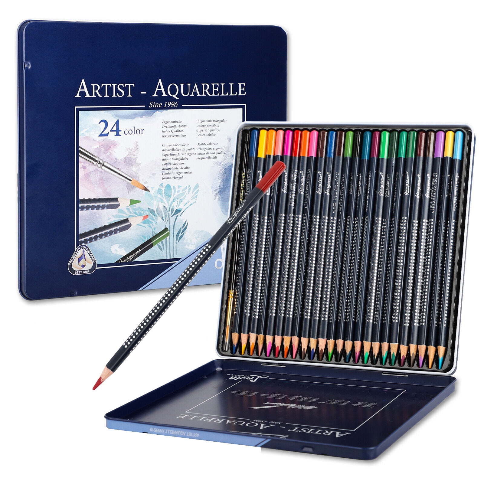 24 Wooden Colored Pencils Art Set Perfect for Drawing, Artist Coloring ...