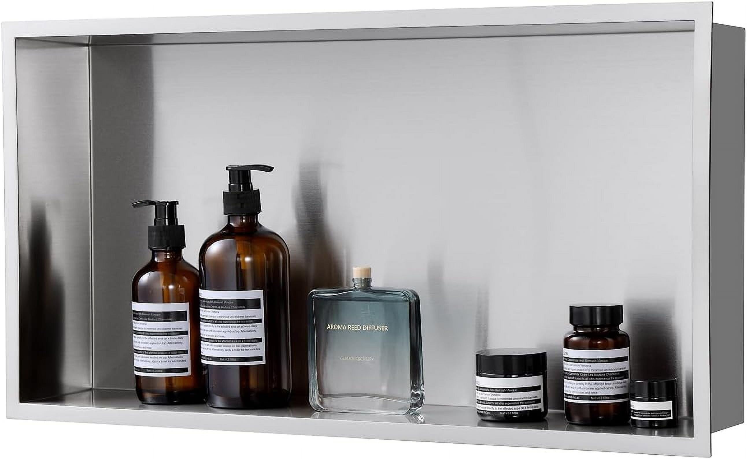 24" X 12" Bathroom Shower Niche in Stainless Steel, No Tile Required ...