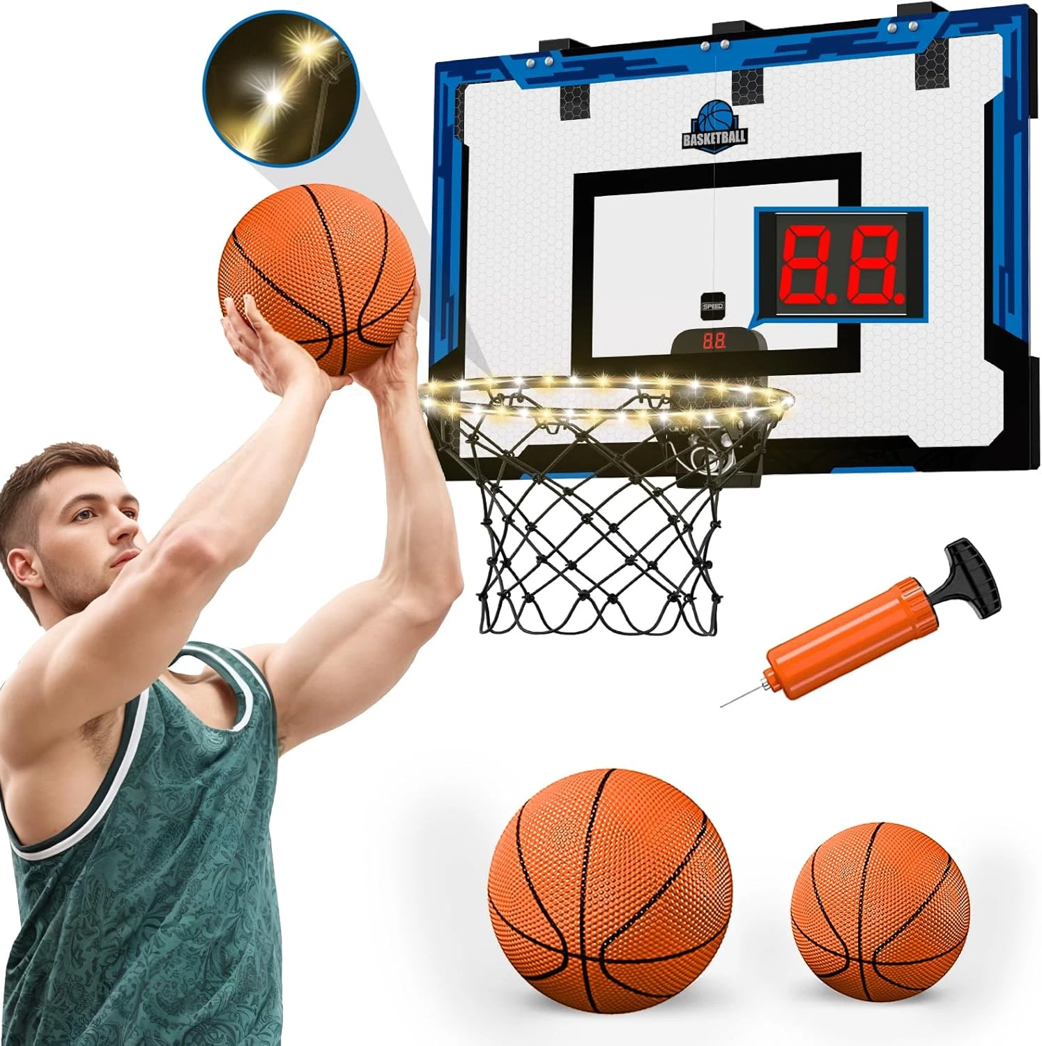 24" X 16" Large Basketball Hoop Indoor for Adults, over the Door ...