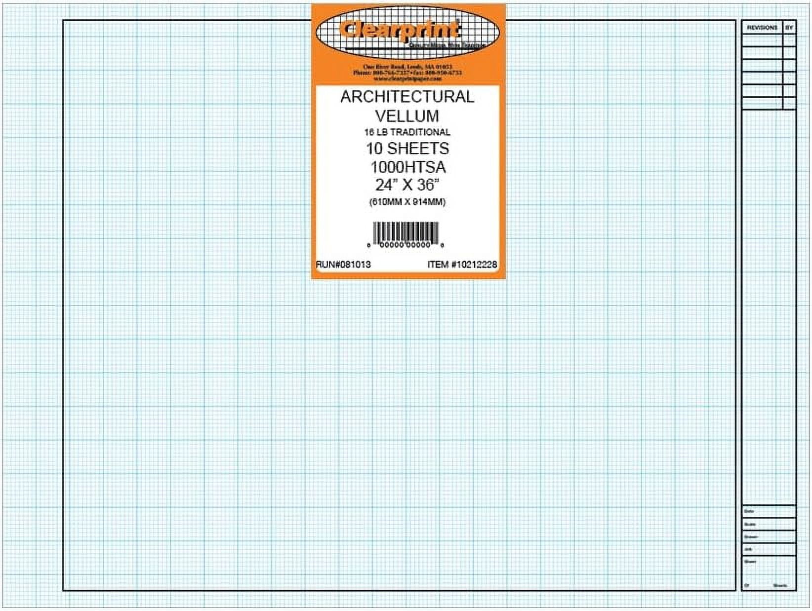24" X 36" 1000H Design Vellum Sheets with Architect Title Block and ...
