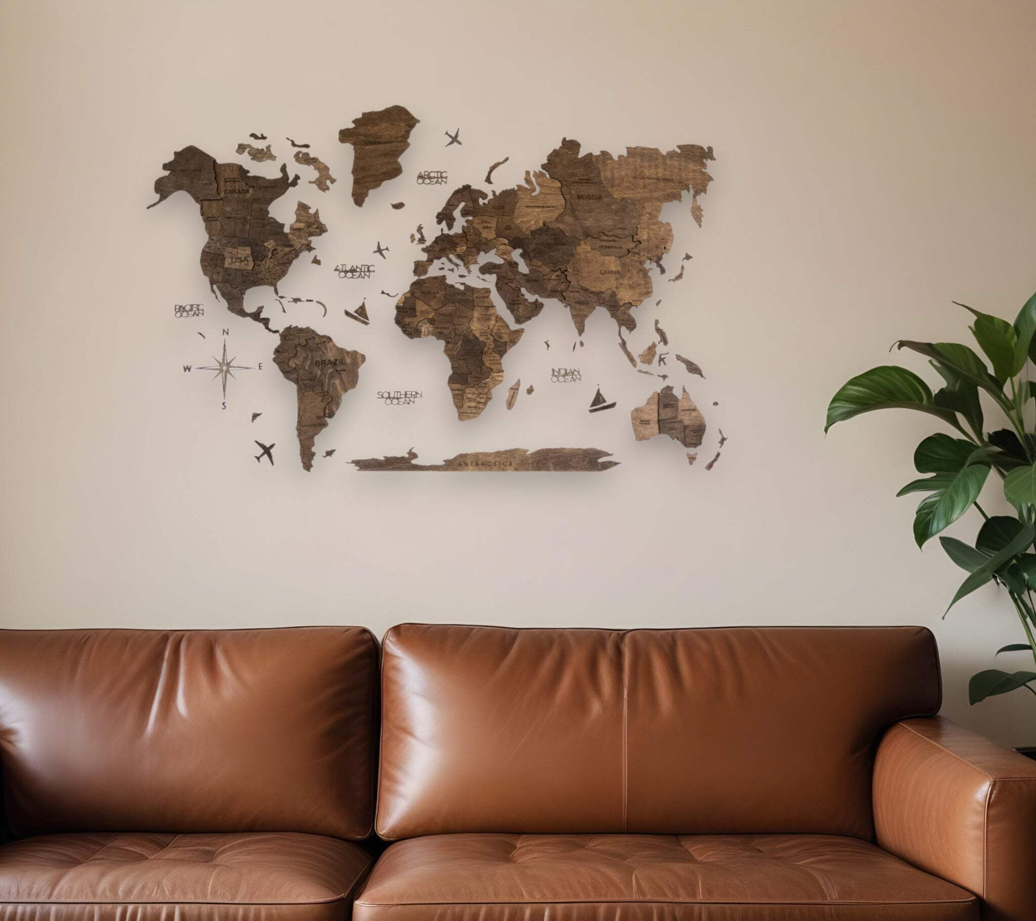 24" X 39" Brown Wood World Map Hanging Dimensional Sculpture - Walmart.com