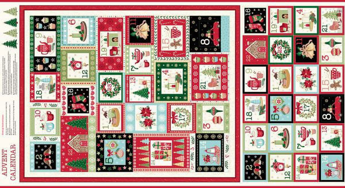 24" X 44" Panel Advent Calendar Cosy Christmas Countdown Winter ...