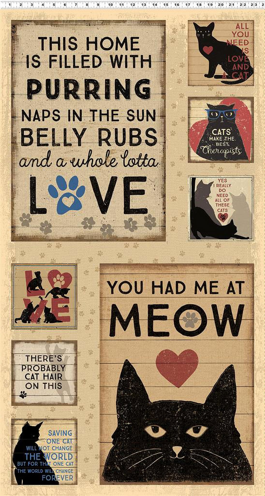24" X 44" Panel Cats Pets Kittens Kitty Felines Animals Purrfection ...