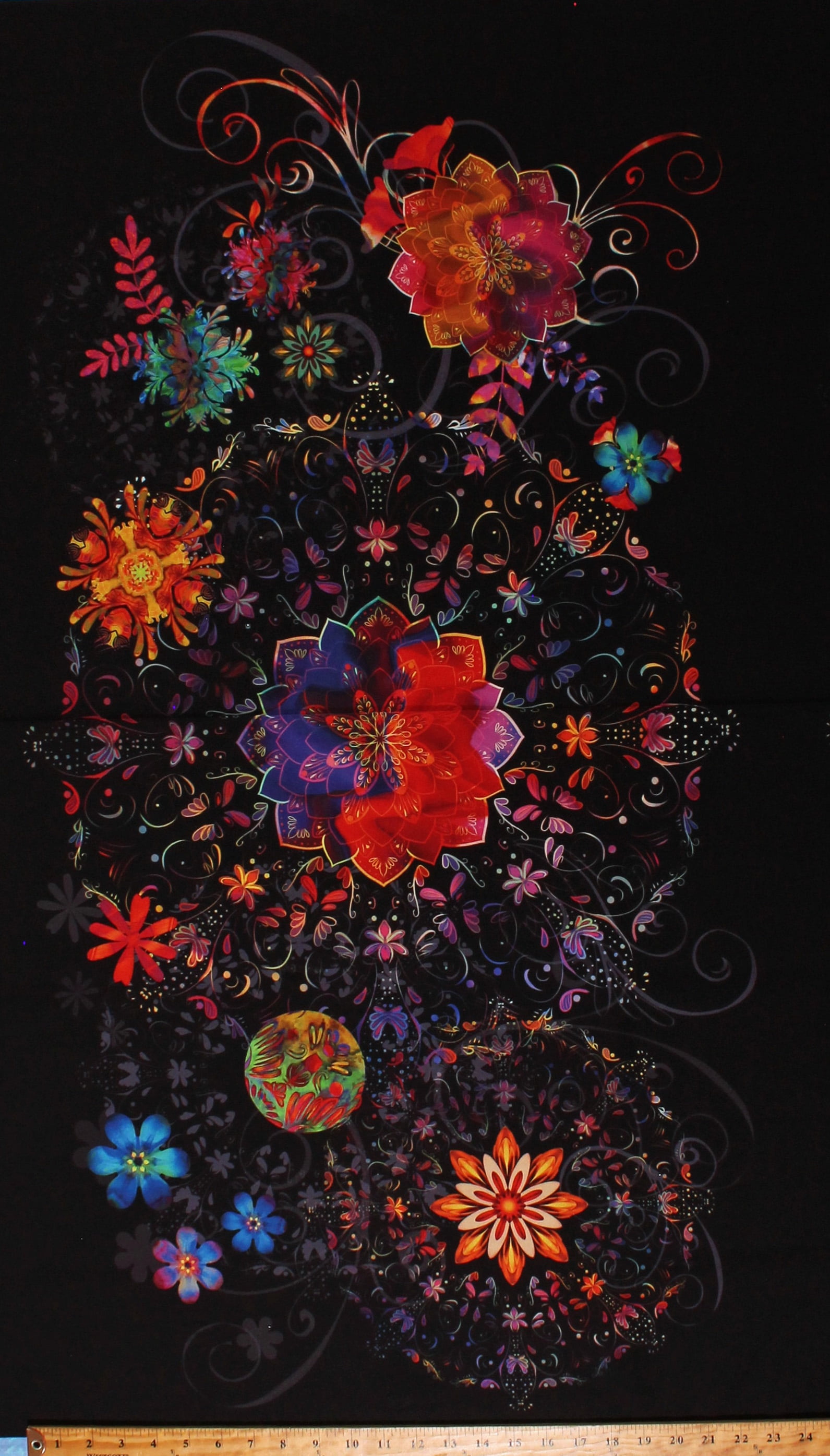 24" X 44" Panel Cotton Florence Flowers Floral Arrangement Bouquet ...