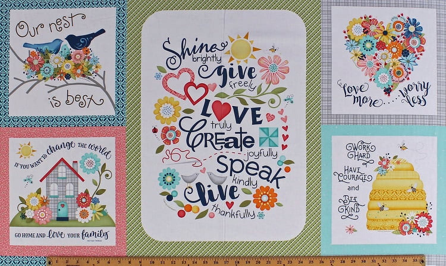 24" X 44" Panel Home Grown Inspirational Quotes Sayings Honeybees ...