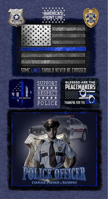 24" X 44" Panel Police Department Thin Blue Line Flag Police Officers ...