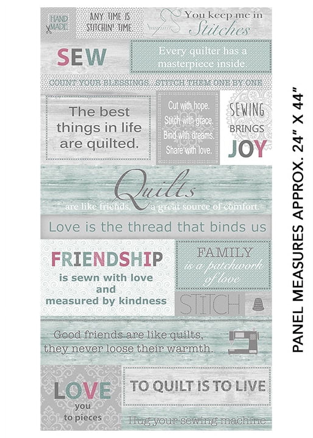 24" X 44" Panel Sewer's Friendship Phrases Words Quilter's Sayings Cute ...