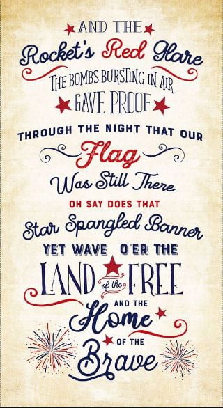 24" X 44" Panel Star Spangled Panel Patriotic Freedom American USA Red ...