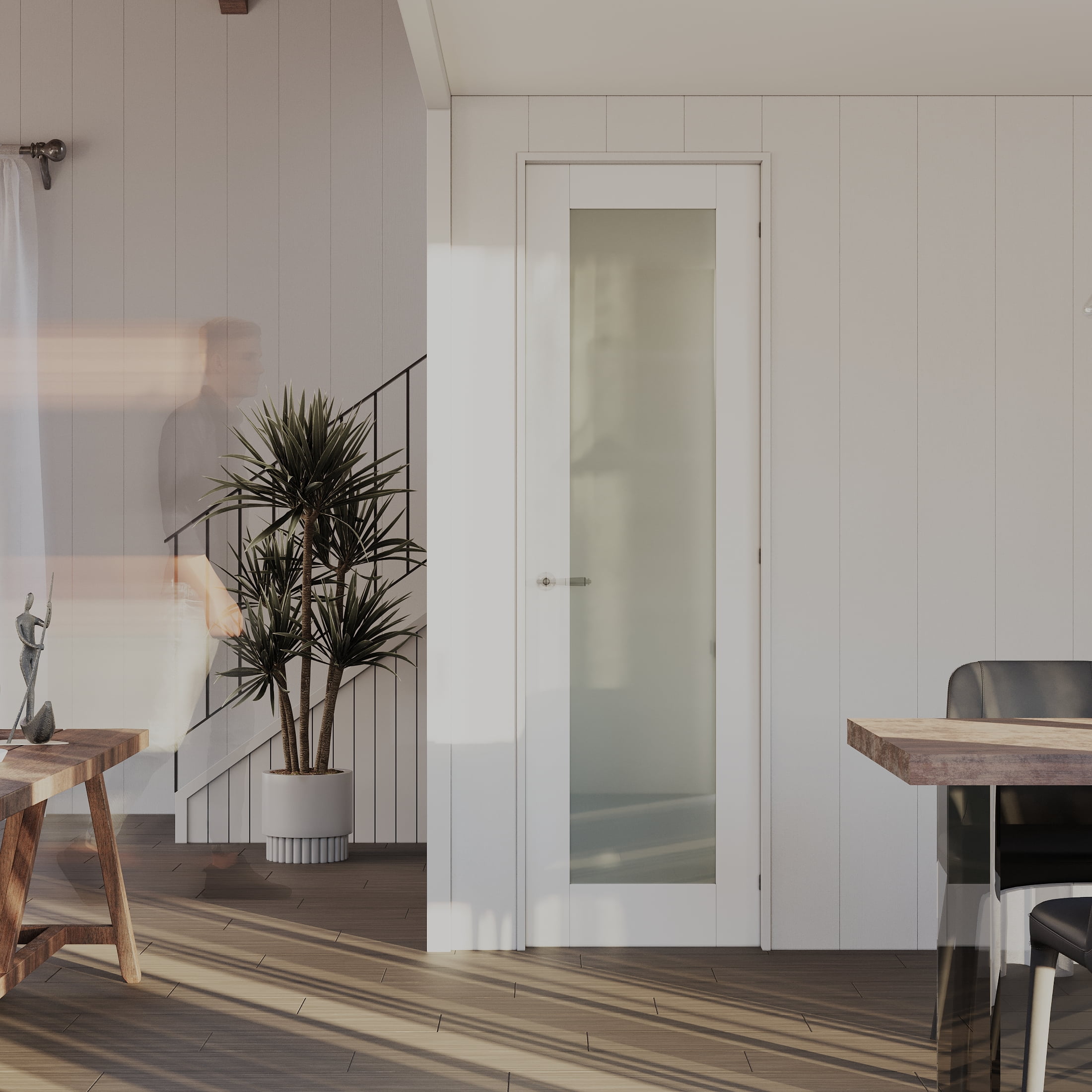 24" X 96" 1-Lite Pantry Door Prehung Frosted Glass Interior Shaker Door ...