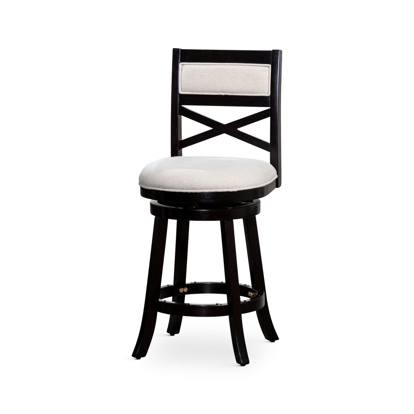 24" X-Back Counter Stool, Espresso Finish, Bonded Leather | Solid ...