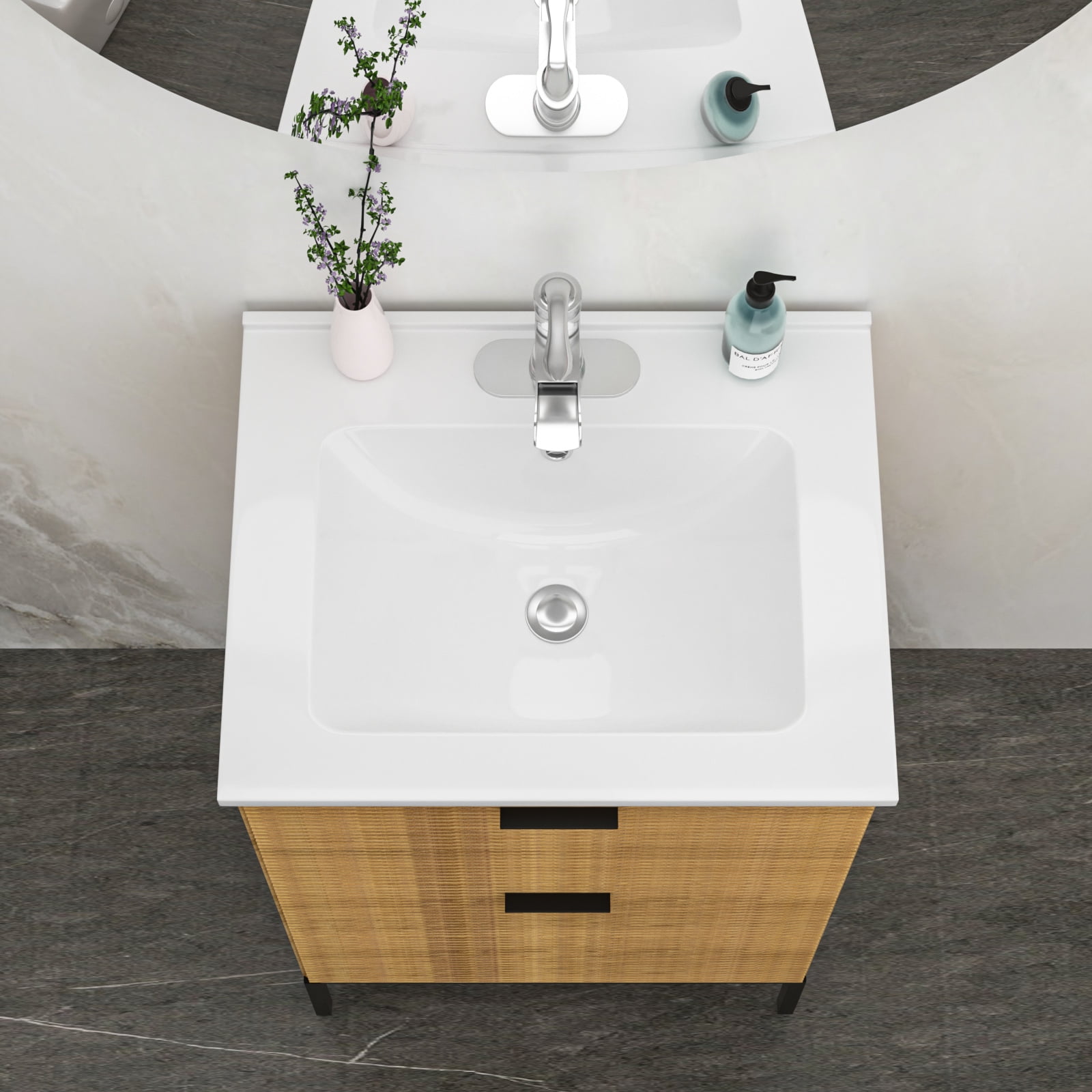 24"X19.7" White Rectangular Single Vanity Top with 1 Faucet Hole and ...