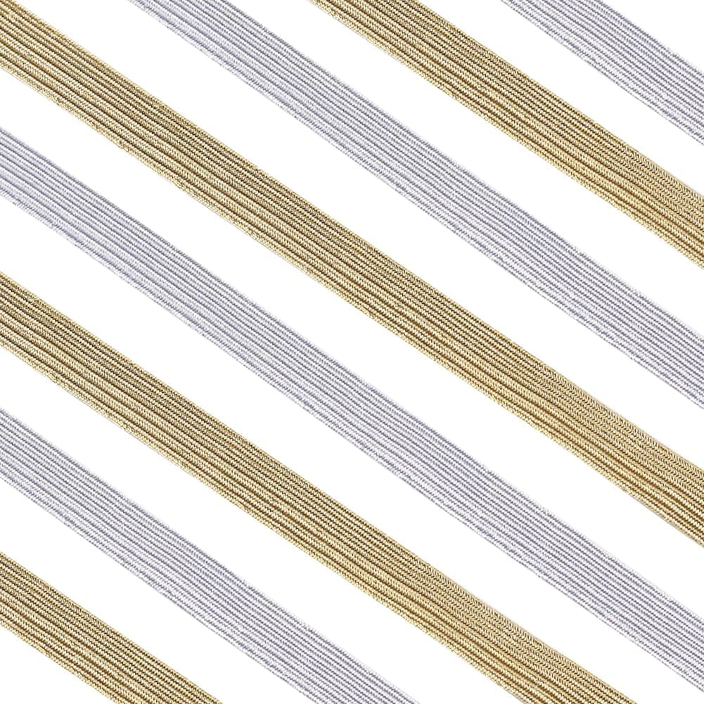 24 Yards 2 Colors Elastic Band 0.4" Wide Gold Glitter Metallic Ribbon ...