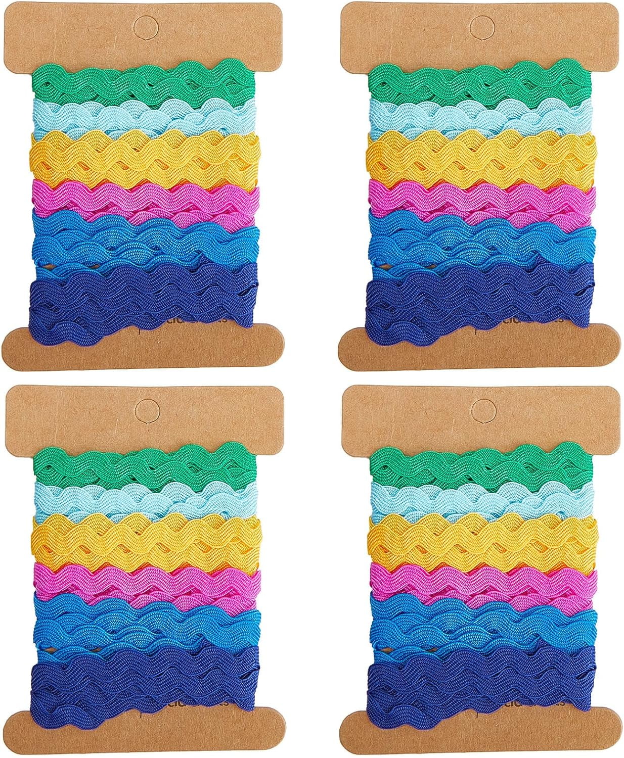 24 Yards 6 Colors Wavy Bending Ribbon Webbing Edge Colorful RIC Rac ...