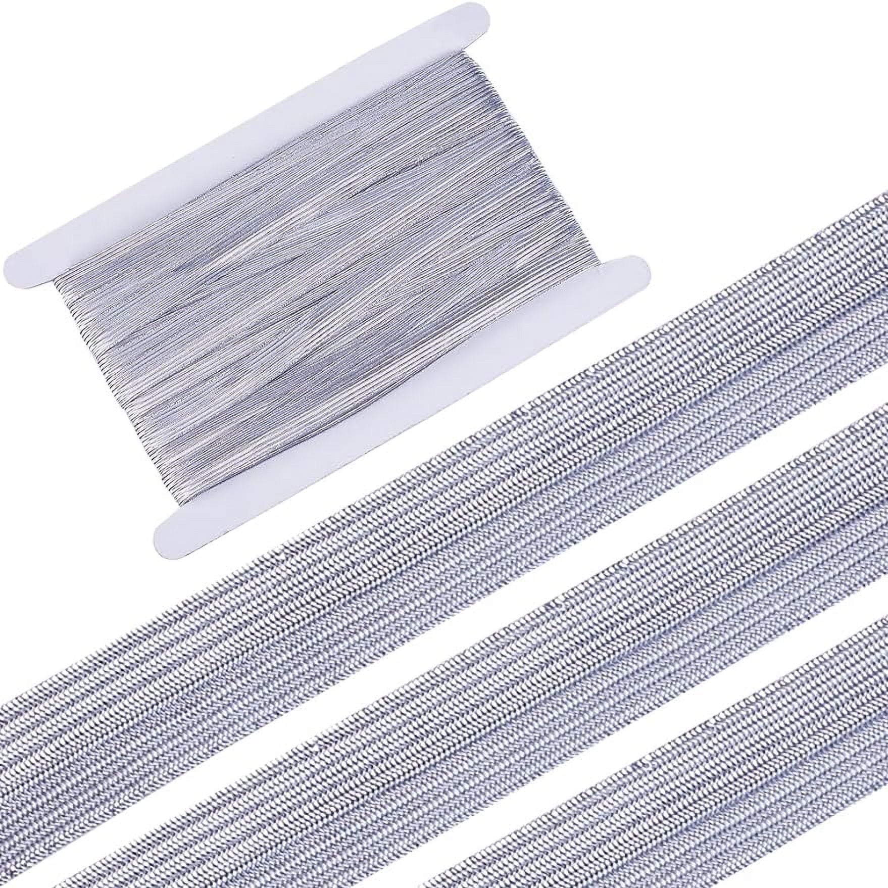 24 Yards Light Grey Elastic Band 0.5" Glitter Metallic Ribbon Flat ...